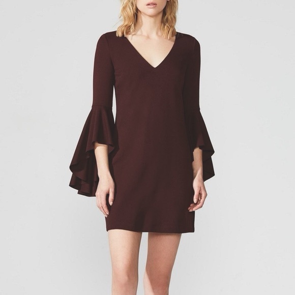 Milly of New York | Dresses | Milly Avalanche Burgundy Bell Sleeve ...